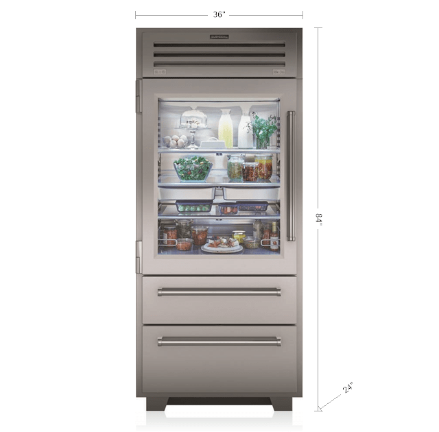 36" PRO Refrigerator/Freezer with Glass Door | PRO3650G | Sub-Zero ...