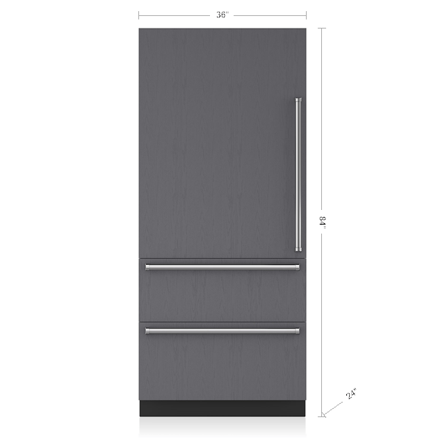 36" Designer Over-and-Under Refrigerator/Freezer with Ice Maker - Panel ...