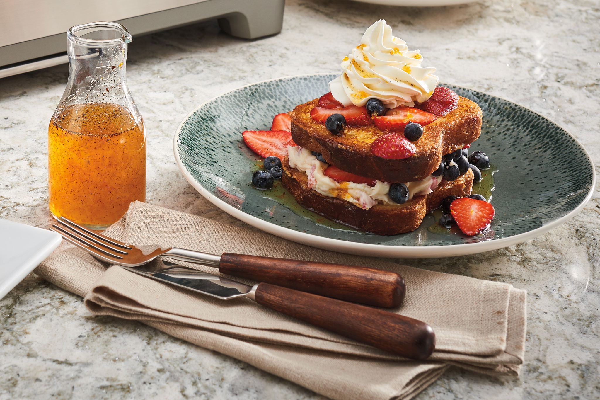 Berry Stuffed French Toast With Orange Vanilla Bean Glaze
